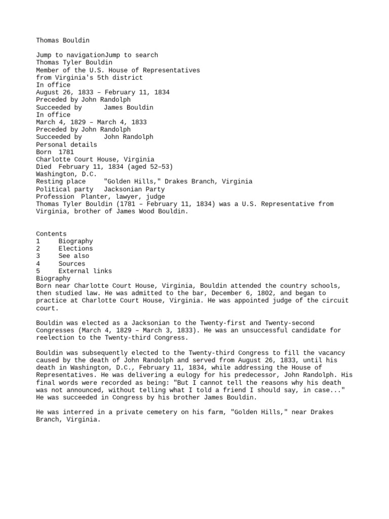 The Life and Political Career of Thomas Tyler Bouldin, Jacksonian ...