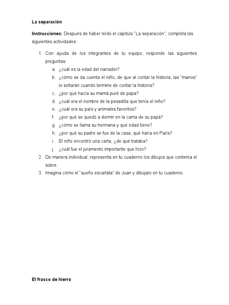Actividades de Comprensión Lectora Sobre El Libro Salvaje de Juan ...