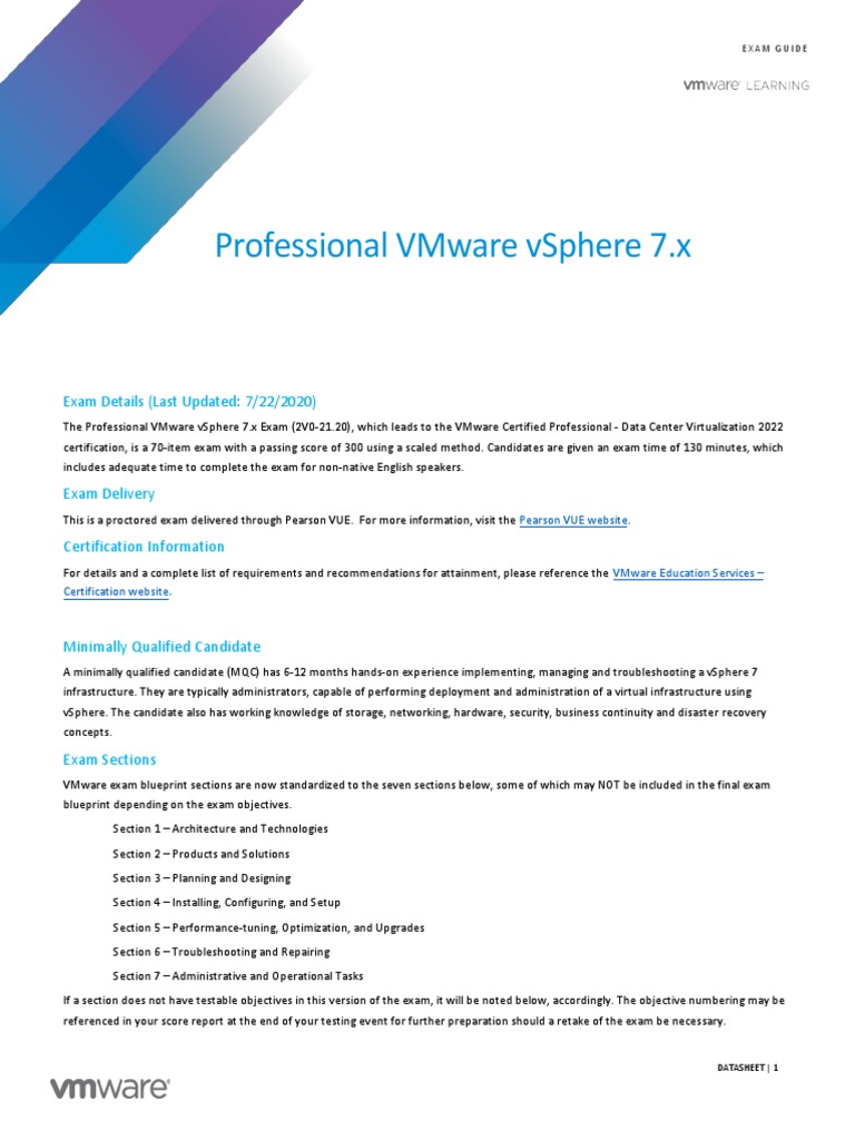Vmw-Vcp-Dcv-Exam-Preparation-Guide 2022 | PDF | V Mware | Virtual Machine