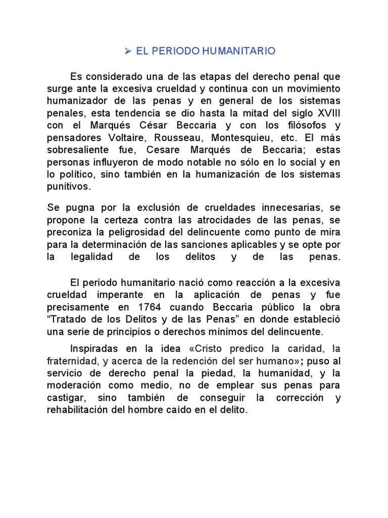 Etapa Humanitaria del Derecho Penal | PDF | Historia