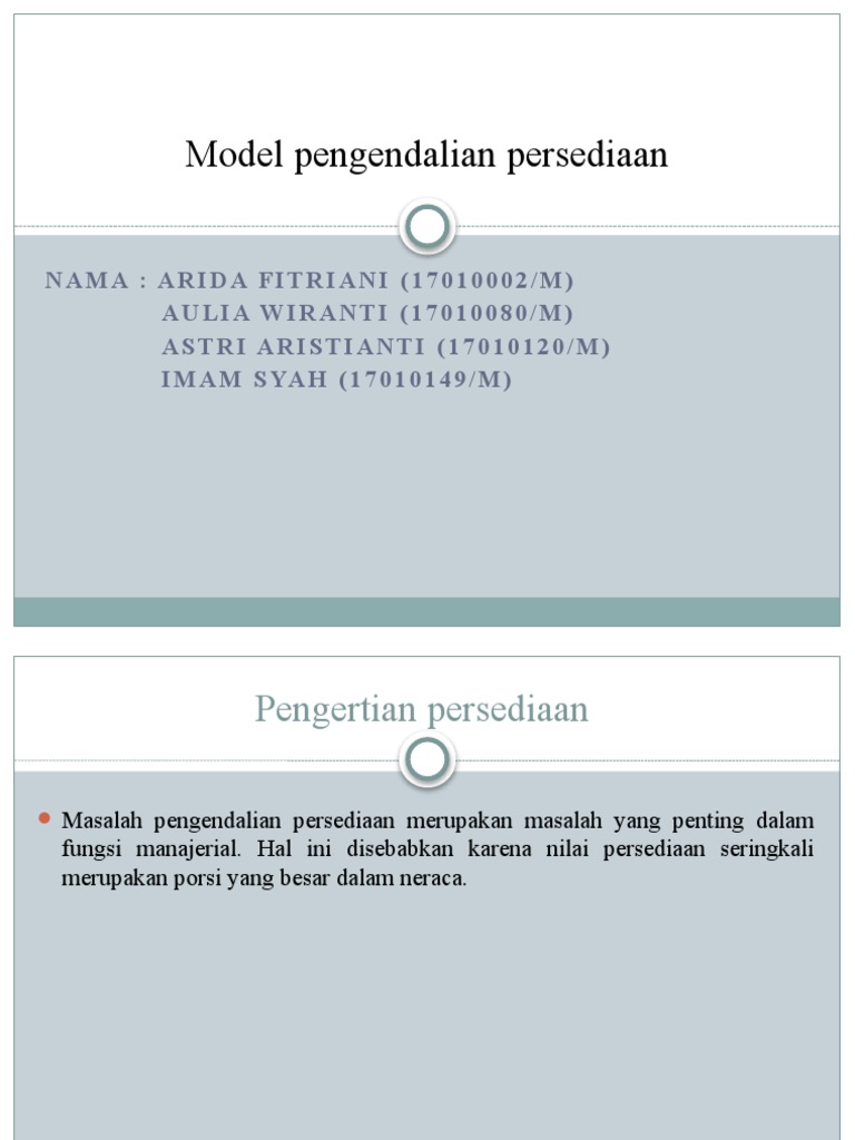 Model Pengendalian Persediaan | PDF | Bisnis | Teknologi & Rekayasa