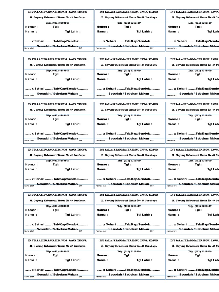 Contoh Etiket Putih | PDF