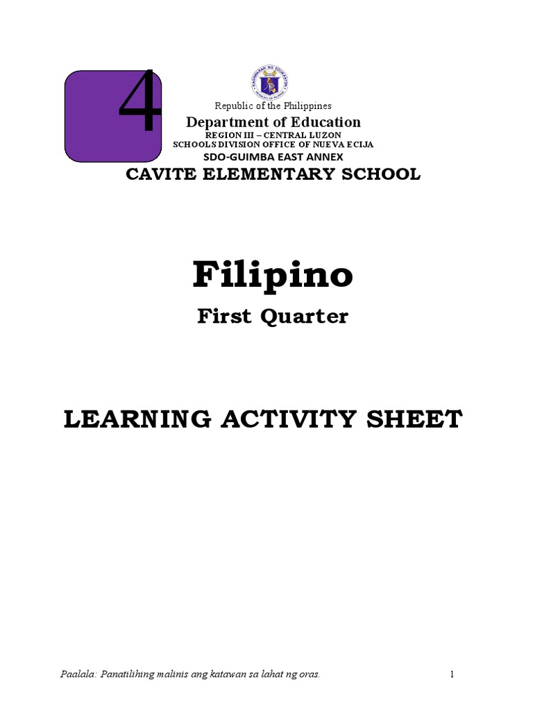 Filipino Learning Activity Sheet | PDF