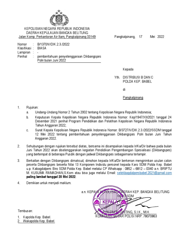 Permintaan Nama-Nama Dikjur Ke Satker Bulan Juni | PDF