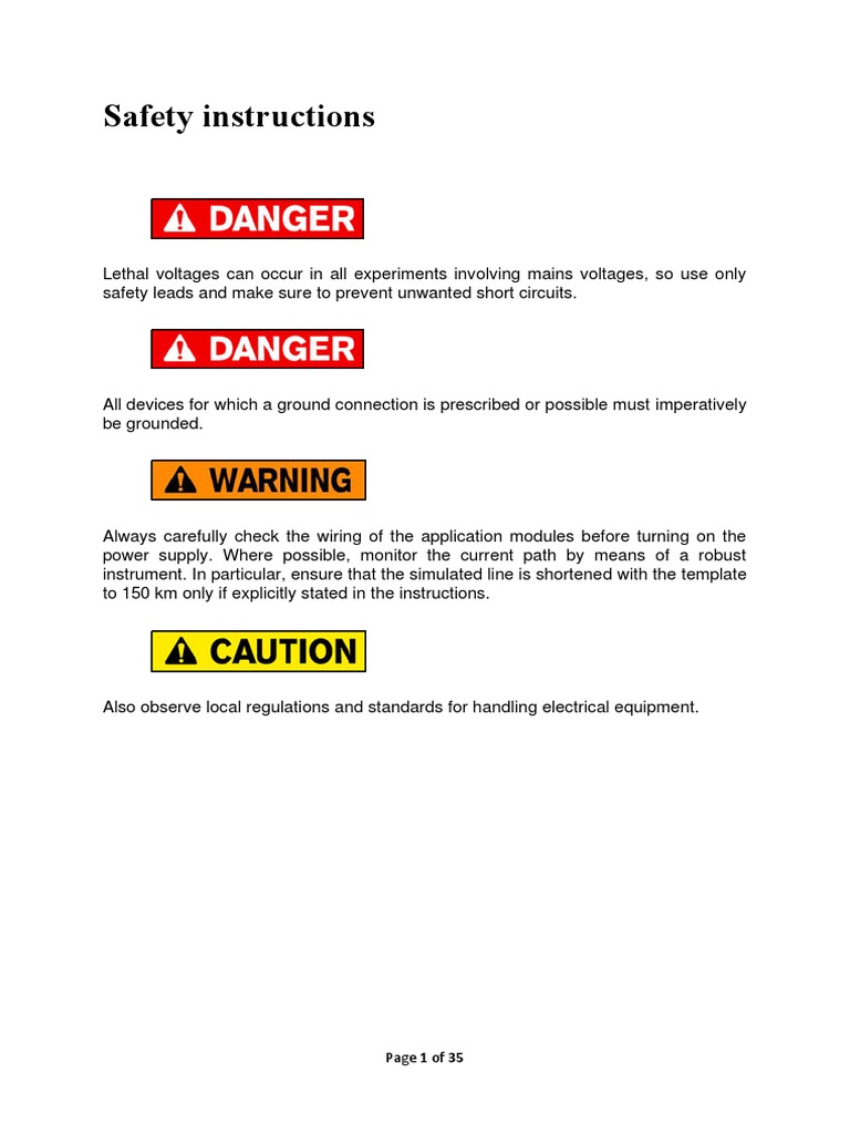 Safety Guidelines and Technical Overview for Experiments on Three-Phase ...