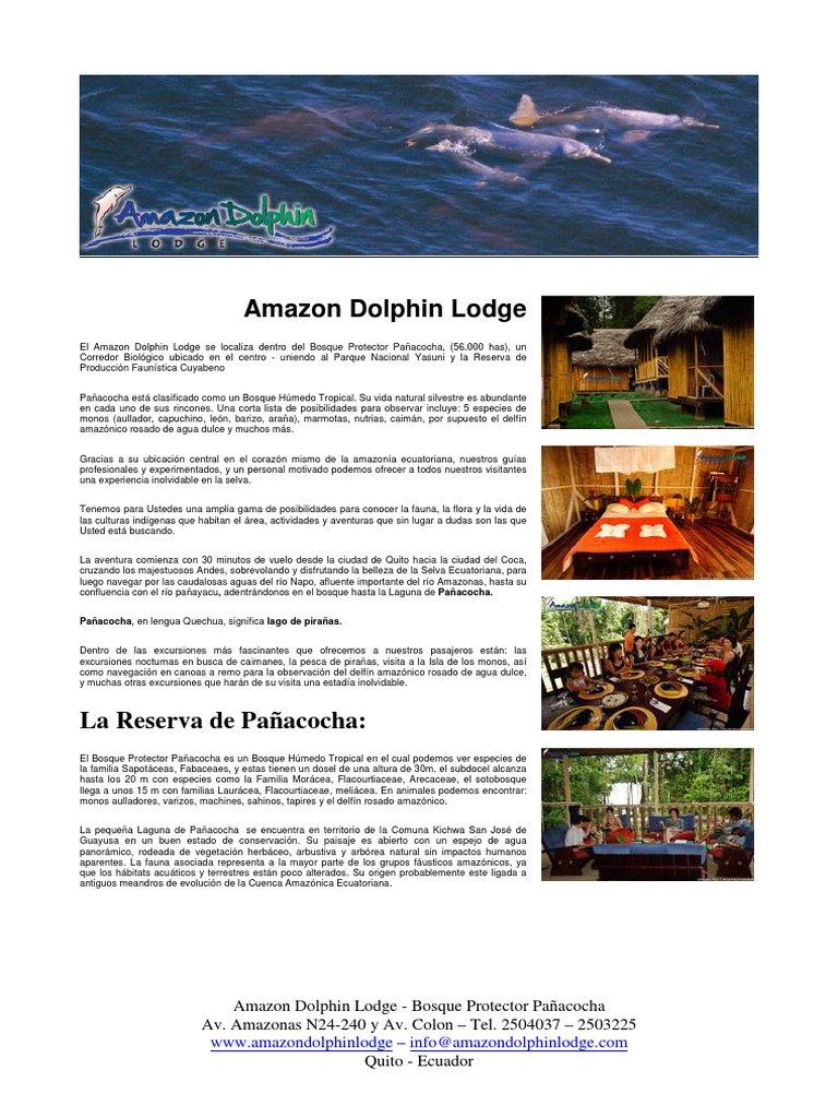 Aventura en Amazon Dolphin Lodge | PDF | Selva amazónica | Ecuador
