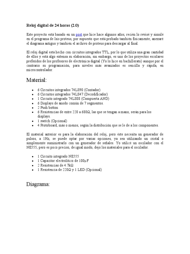 Diagrama Reloj Digital 24 Horas PDF | PDF | Ciencia y matemáticas ...