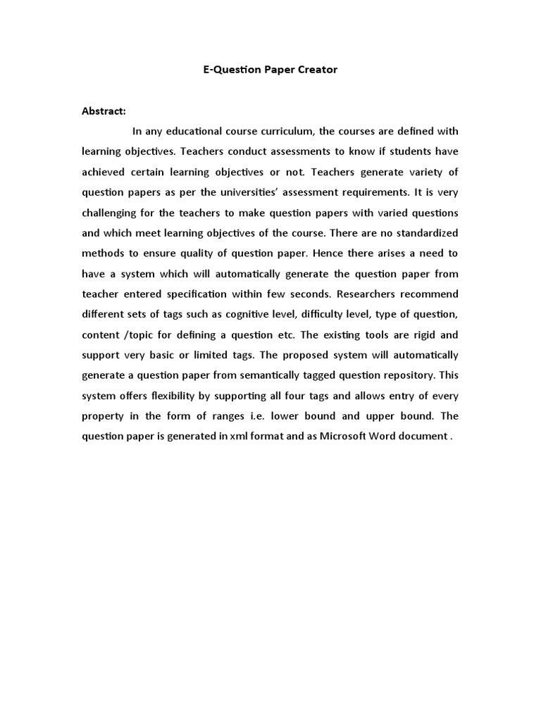 4 E-Question Paper Creator | PDF | Test (Assessment) | Educational ...
