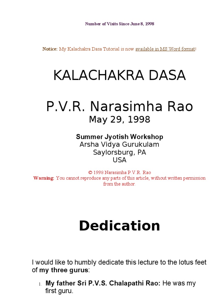 Kalachakra Dasa | PDF | Planets In Astrology | Superstitions