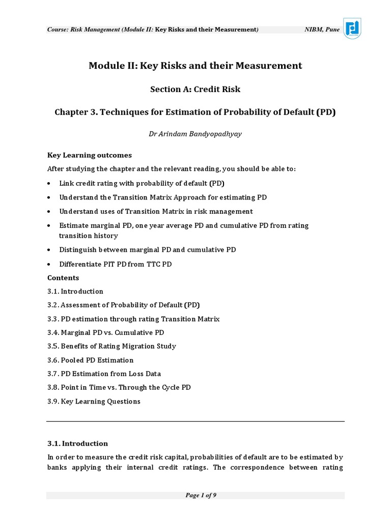 Estimating Probability of Default (PD) | PDF | Financial Risk ...