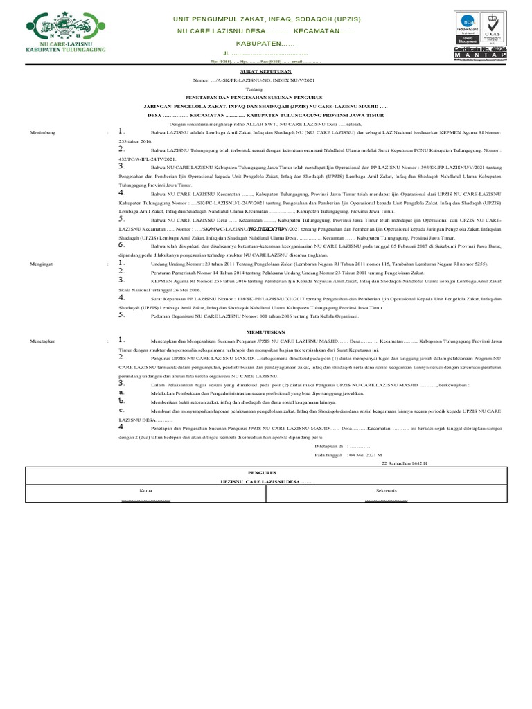 Cntoh SK Masjid DR Ranting | PDF