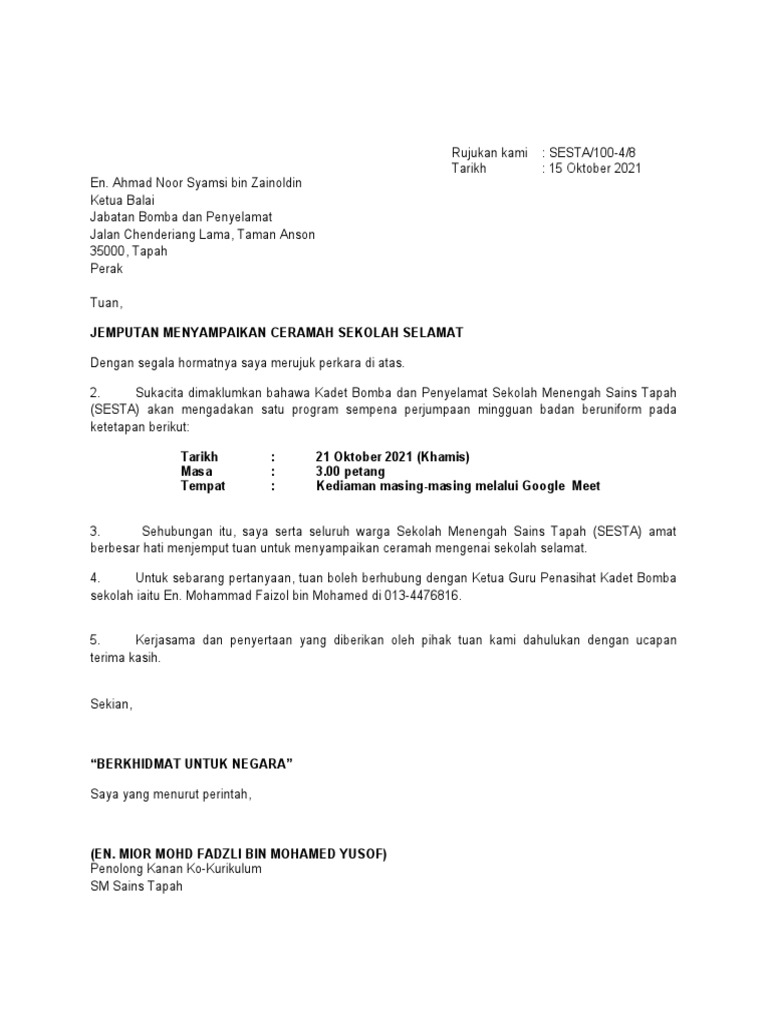 Surat Jemputan Bomba | PDF