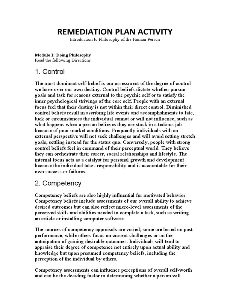 Remediation Plan Activity 1 | PDF | Goal | Motivational