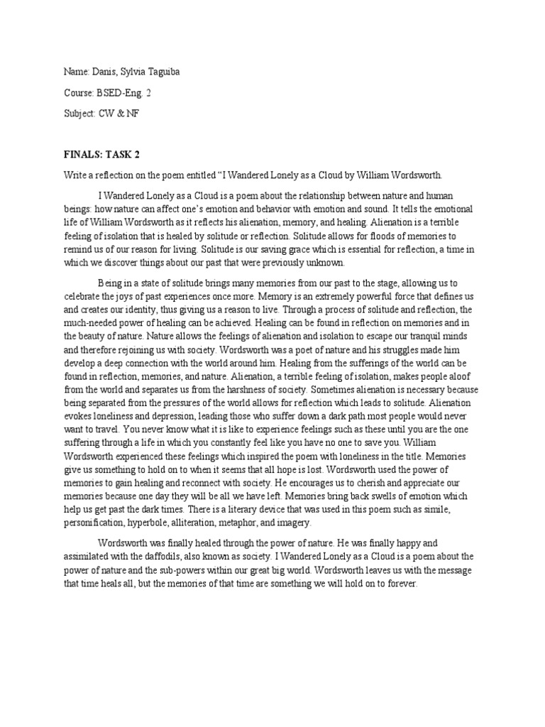 CW & NF Final Task 2 | PDF | Solitude | Loneliness