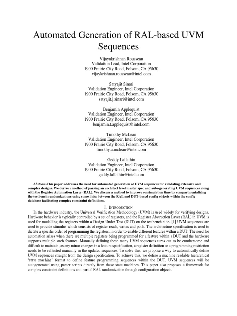 Automated Generation of RAL-based UVM Sequences | PDF | Computer Programming | Parsing