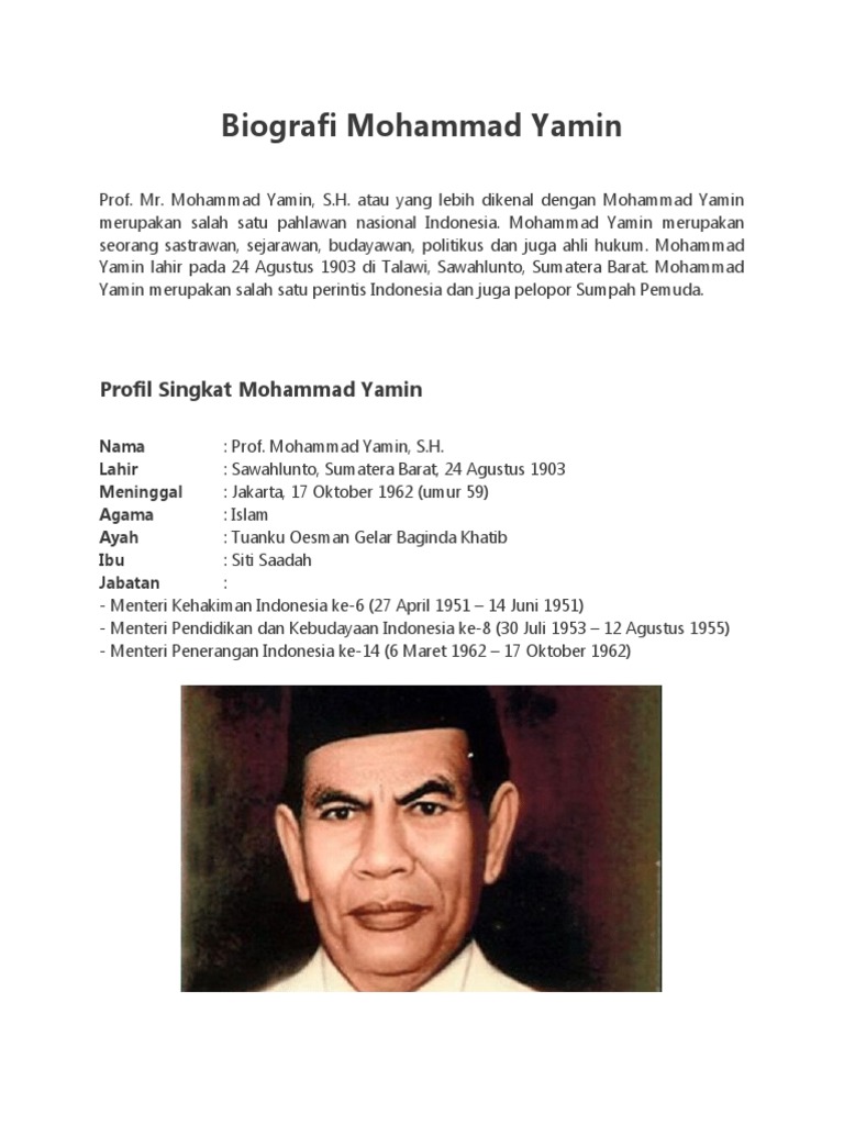 Biografi Mohammad Yamin | PDF | Ilmu Sosial | Sejarah