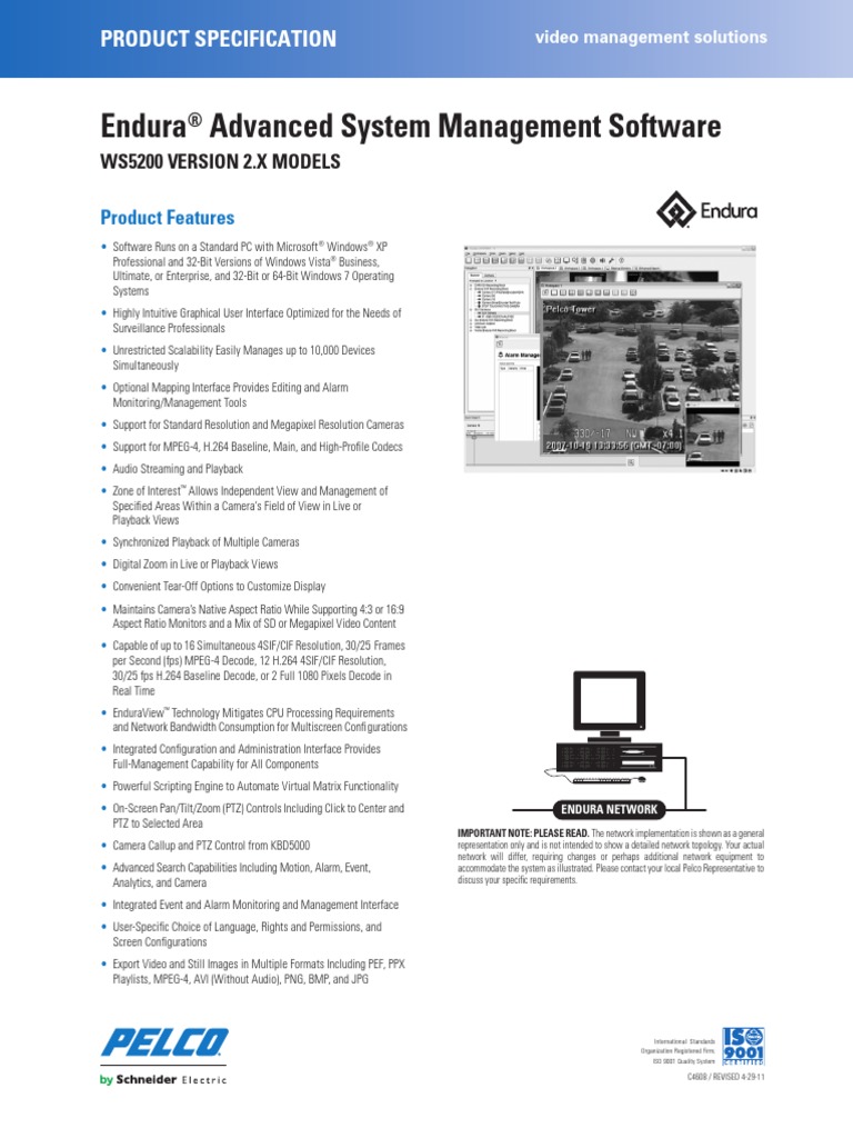 Endura Advanced System Management Software: Product Specification | PDF ...