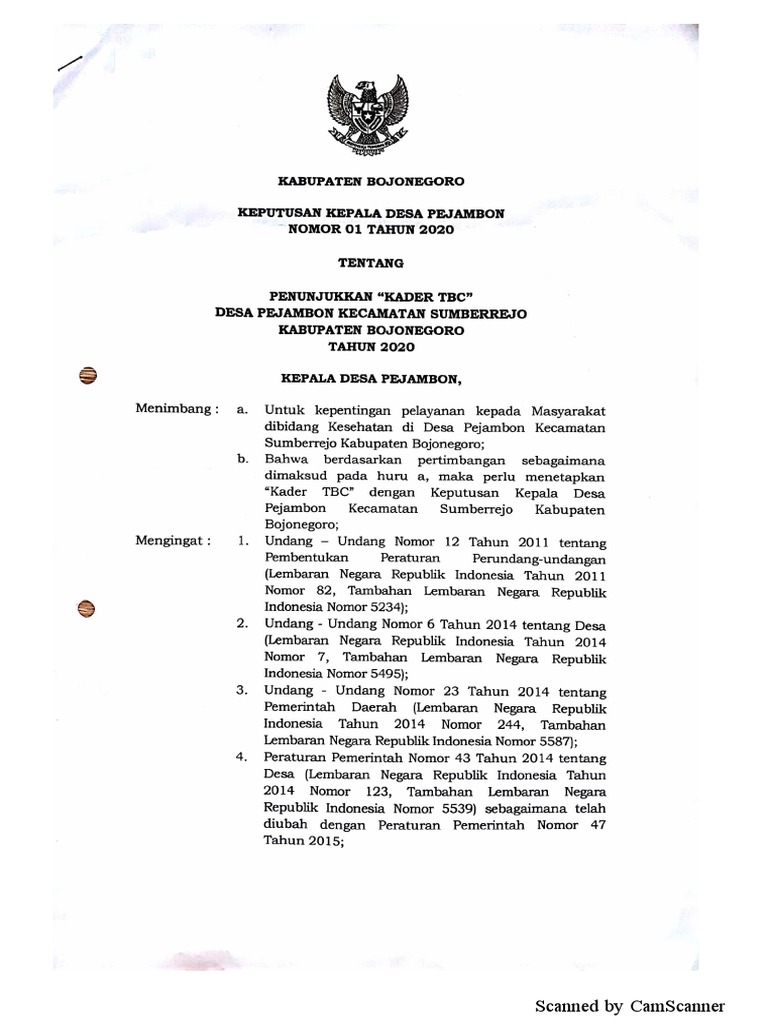 SK 01 Tahun 2020 Kader TBC | PDF