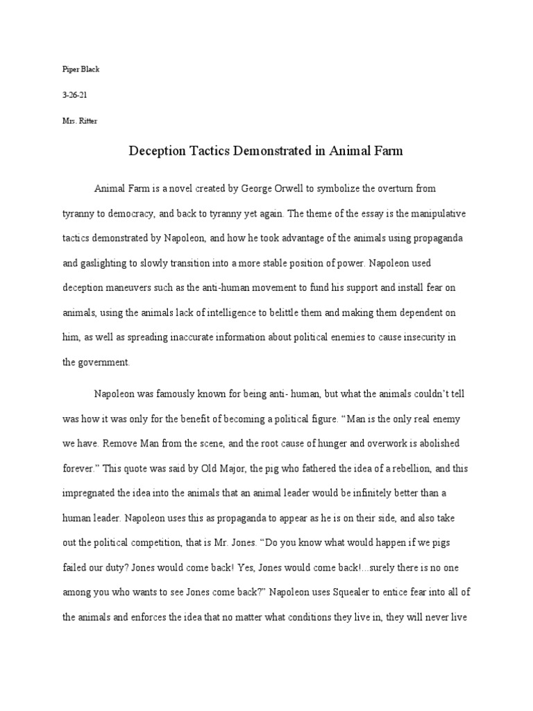Animal Farm Theme Essay | PDF