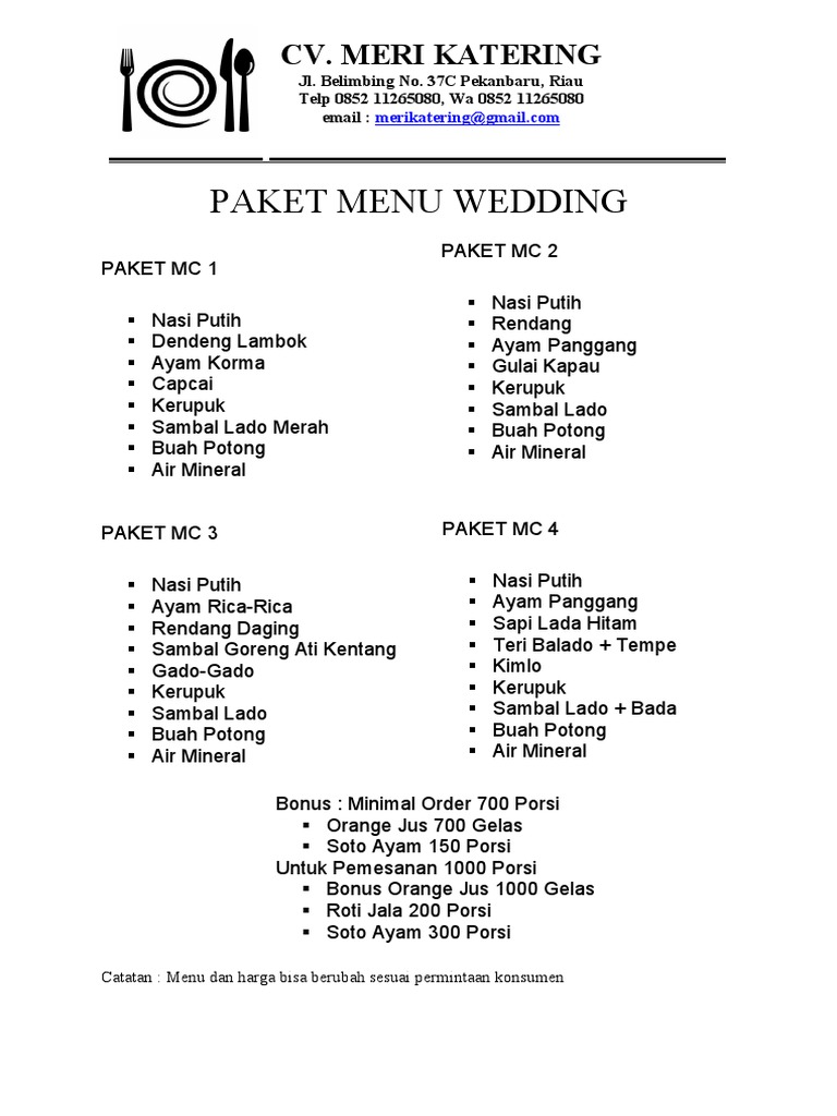 Menu Paket Katering | PDF