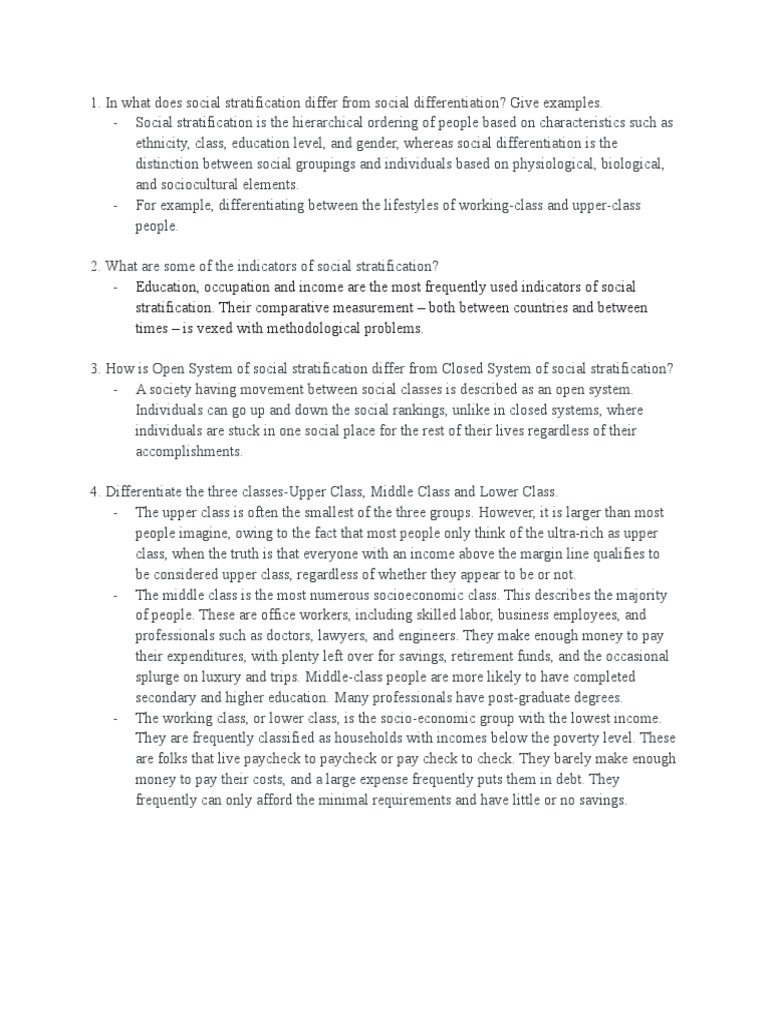 Alyssa Dawiguey - Activity 9. 1 Social Stratification | PDF | Social ...
