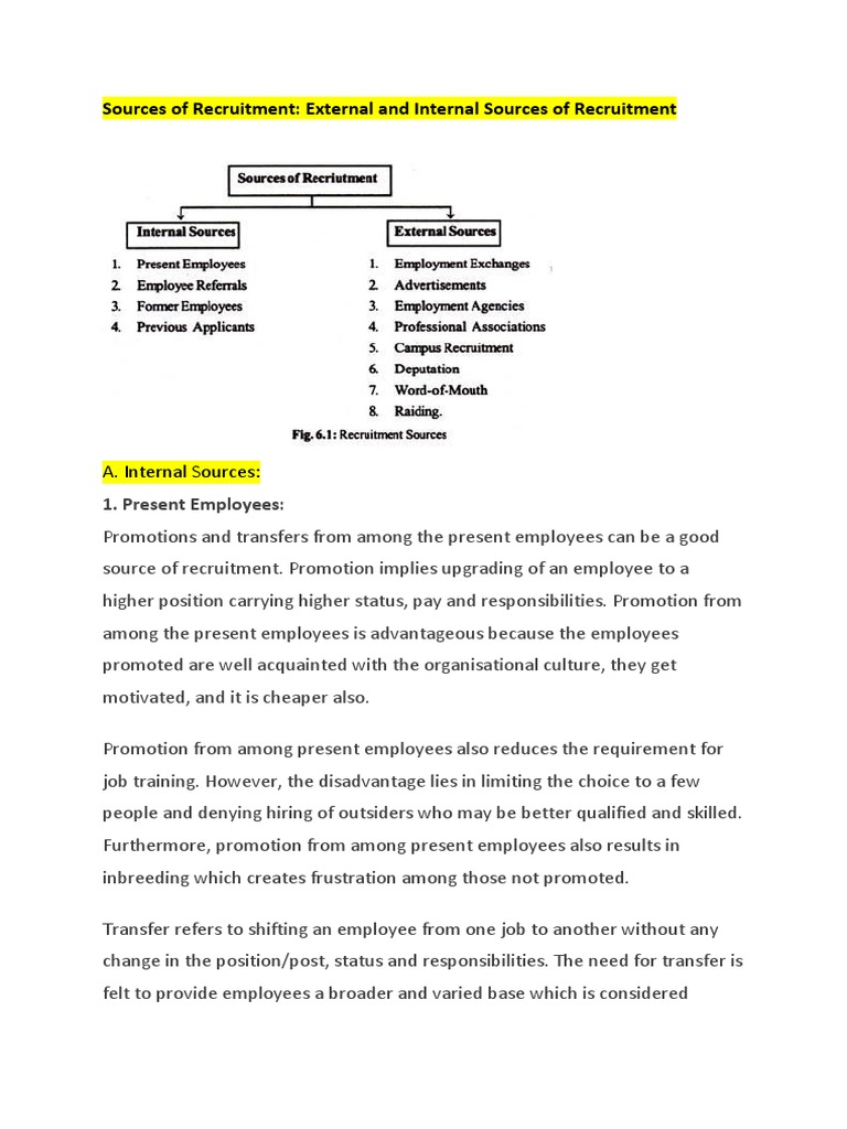 Sources of Recruitment External Vs Internal Notes | PDF | Recruitment ...