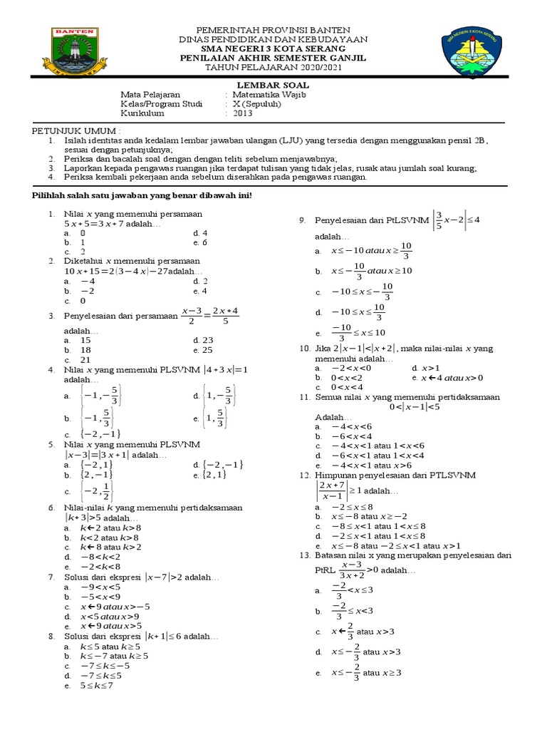 Soal Uas Ganjil 2020-2021 Dan Jawabannya | PDF | Metode & Bahan Ajar
