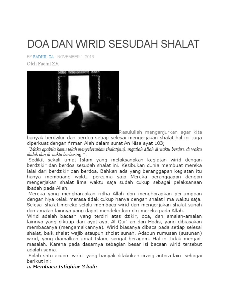 Doa dan Wirid Setelah Sholat Fardhu | PDF