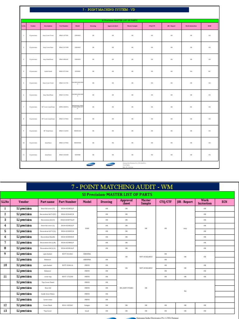 7 - Point Maching System - VD: Si Precision-Master List of Parts | PDF ...