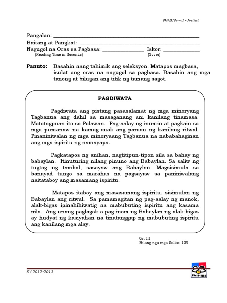 Gr. 3 Pagdiwata | PDF