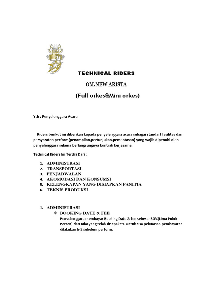 Technical Riders New Aristaa | PDF