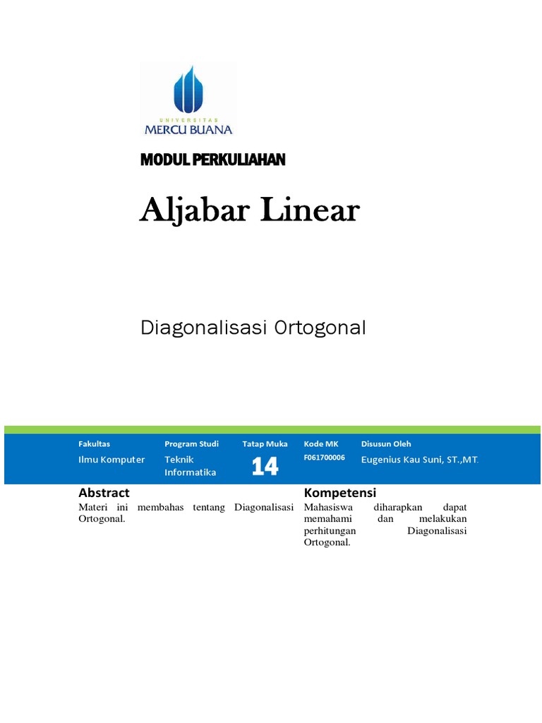 Modul 14 Aljabar Linear | PDF