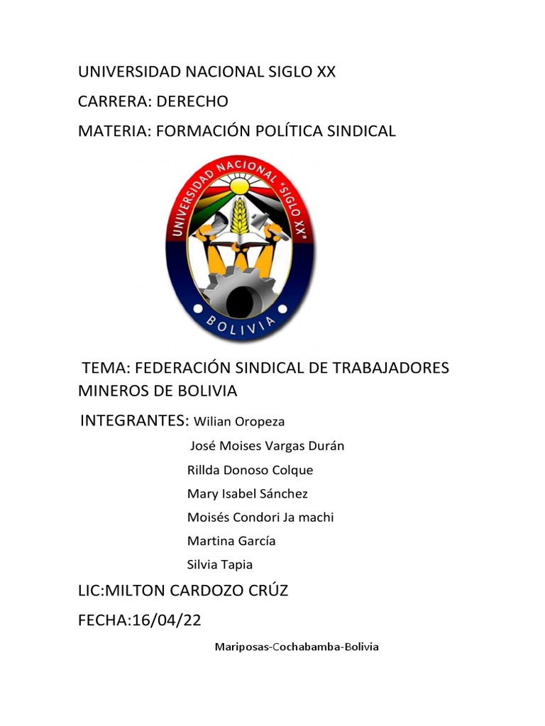 FSTMB | PDF | Bolivia | Comunidad andina
