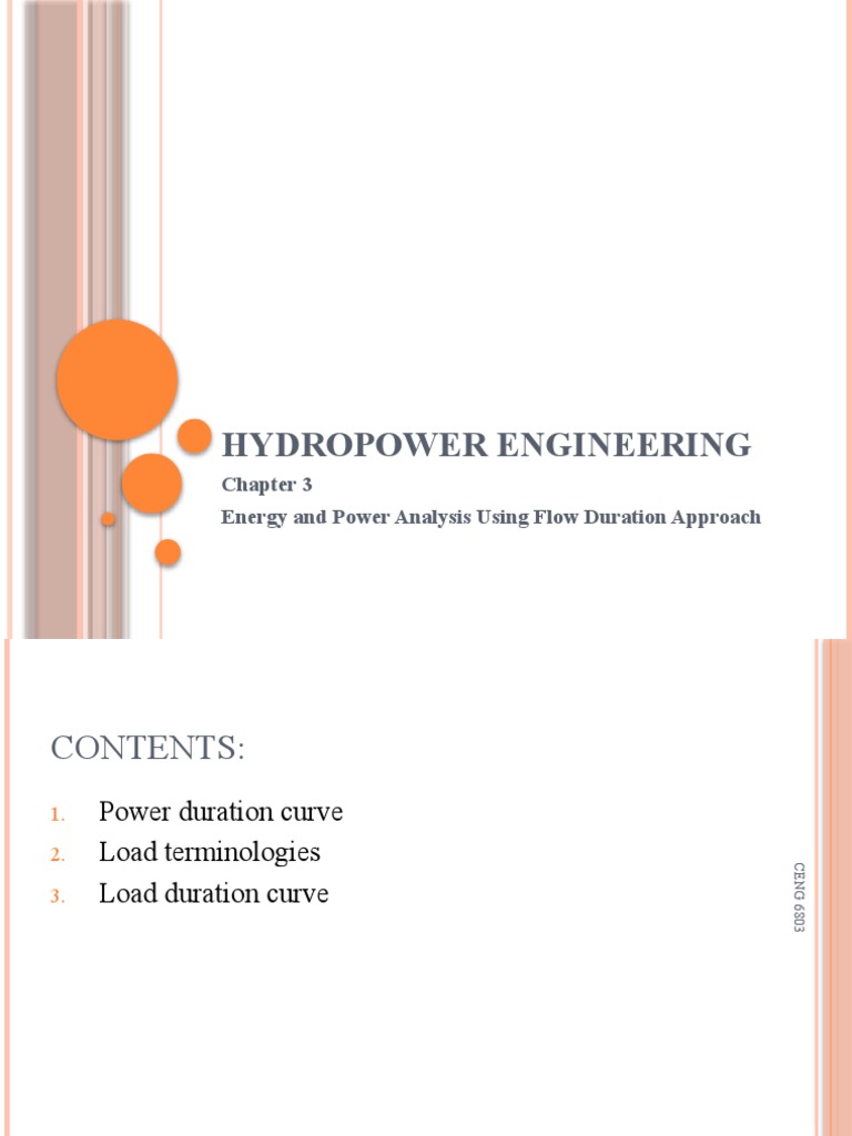 Hydropower Engineering: Energy and Power Analysis Using Flow Duration ...