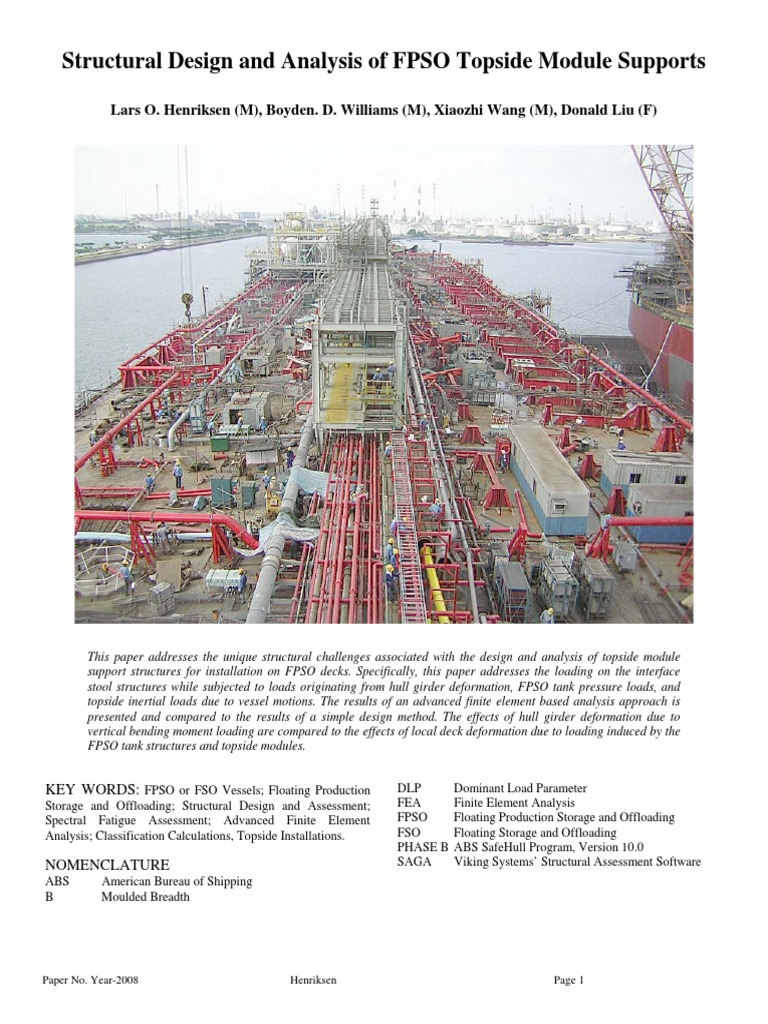 Structural Design and Analysis of FPSO Topside Module Supports | PDF ...