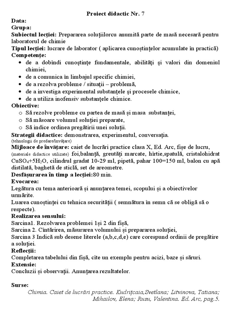 Proiect Did. NR 7lucrare de Laborator NR 1 CL X | PDF