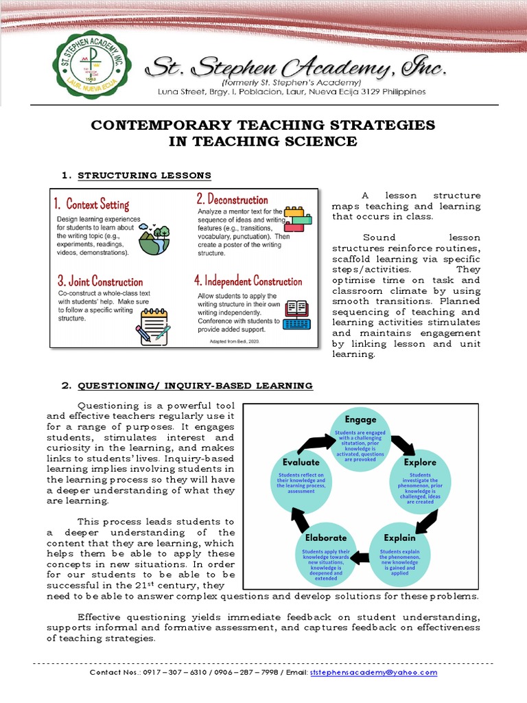 Effective Science Teaching Strategies | PDF
