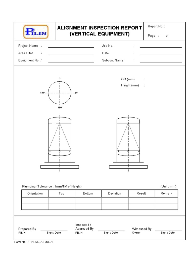 Alignment Inspection Report (Vertical Equipment) : - Sign / Date Sign ...
