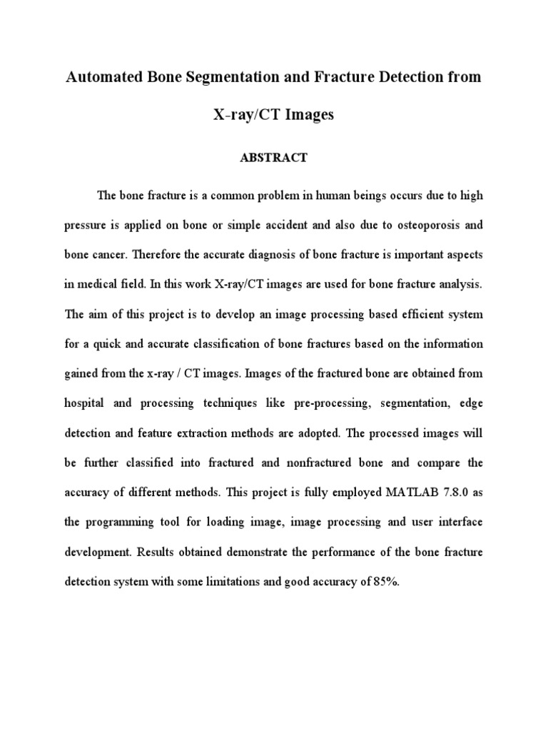 Automated Bone Segmentation and Fracture Detection From X-ray/CT Images ...