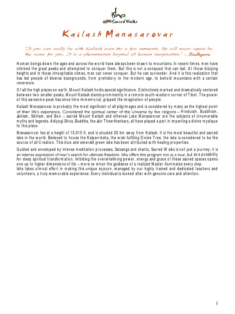 Isha Kailash Mansarovar Yatra 2025 | PDF | Travel Visa