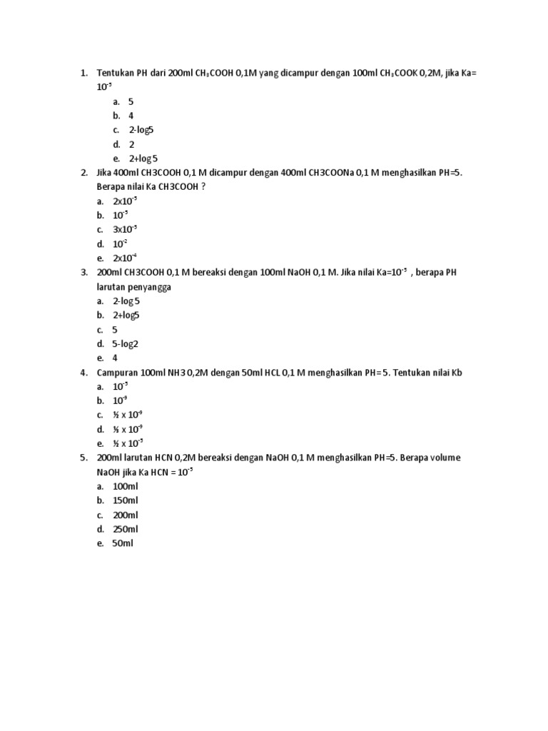 Contoh Soal Buffer Kimia Kelas XI SMA | PDF | Analytical Chemistry | Physical Chemistry