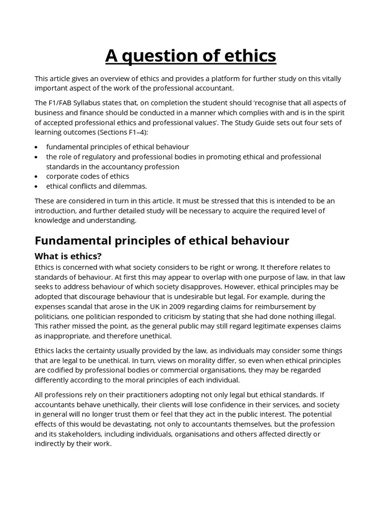 A Question of Ethics | Download Free PDF | Conflict Of Interest ...