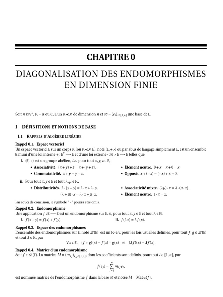 Ch0 Diagonalisation | PDF | Valeur propre, vecteur propre et espace propre | Polynôme