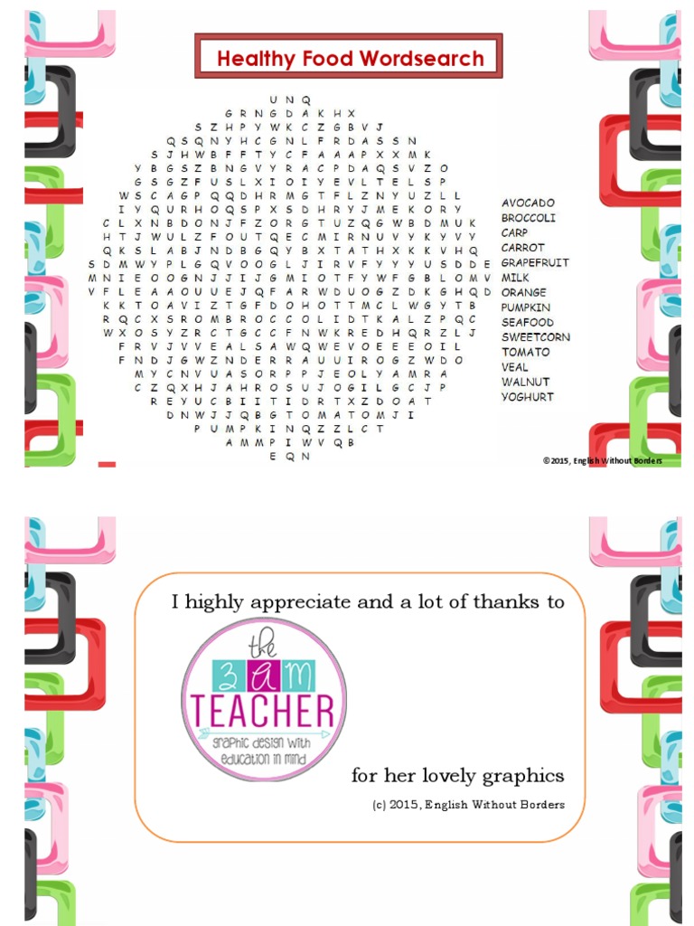 Healthy Food Wordsearch Puzzle | PDF | Wellness