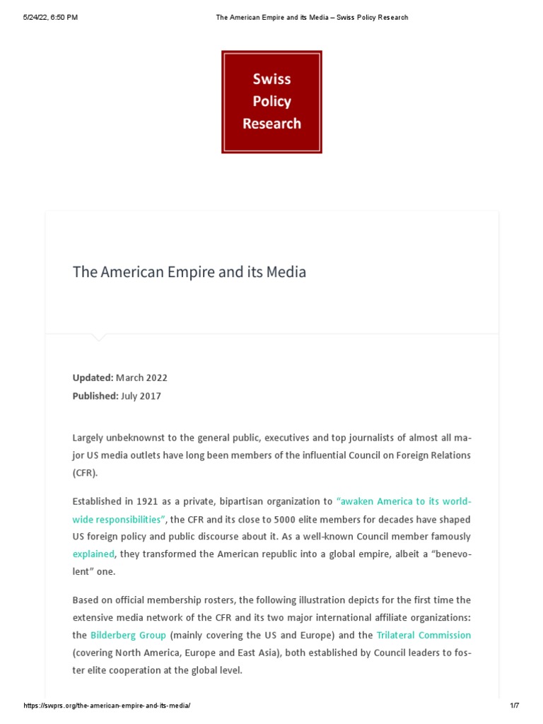 The American Empire and Its Media - Swiss Policy Research | PDF ...