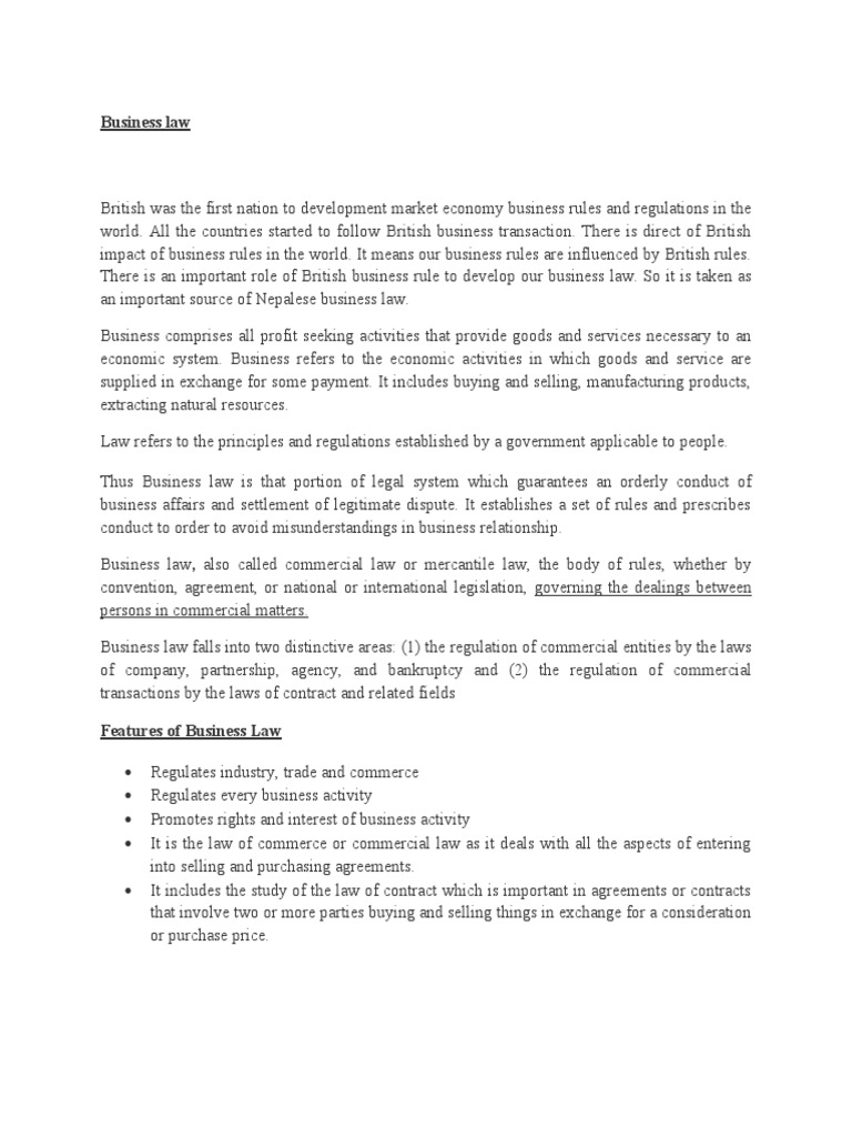 Business Law and Ethics Notes BBA (Unit 1, 2, 3) | PDF | Business ...