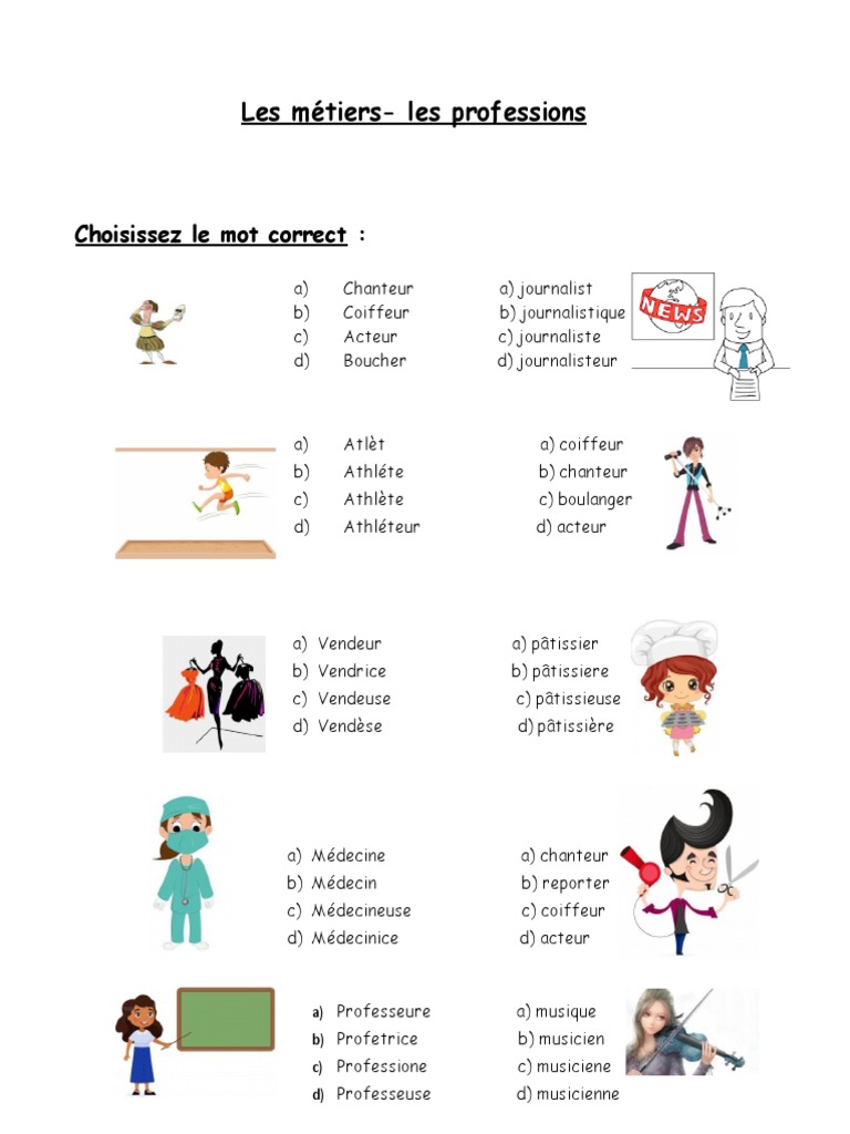 Métiers et professions en français | PDF
