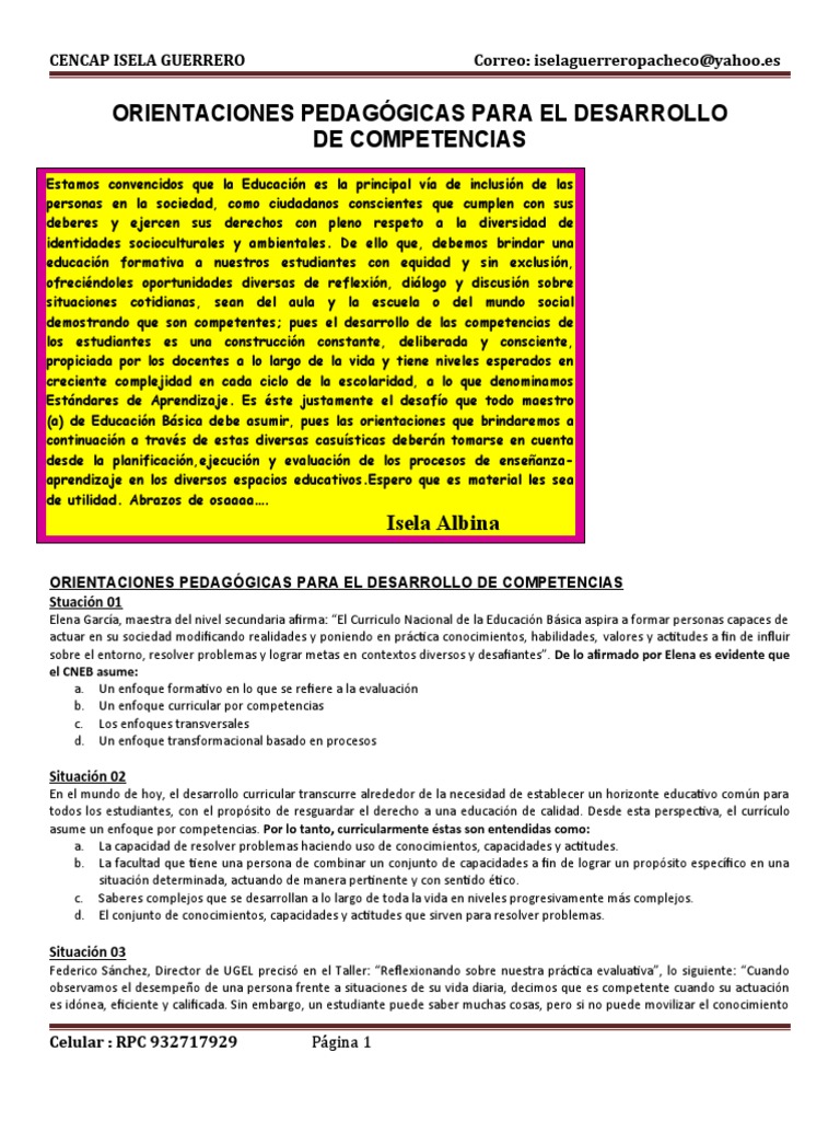 Orientaciones Pedagogicas para El Desarrollo de Competencias | PDF | Aprendizaje | Plan de estudios