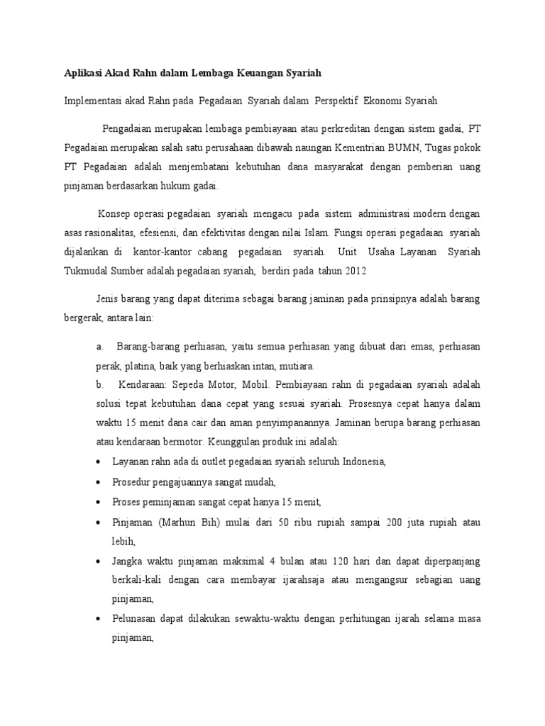 Implementasi Akad Rahn Dan Dhaman | PDF