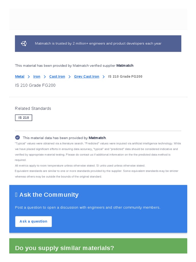 Ask The Community: IS 210 Grade FG200 | PDF | Iron | Cast Iron